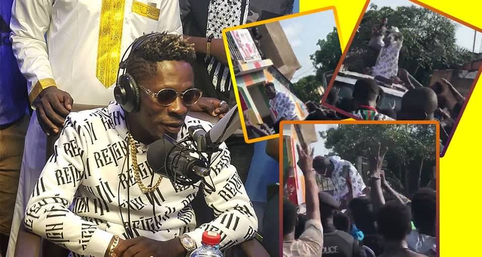 Shatta Wale spreads money at Zylofon Office premises