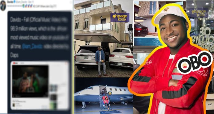 Davido 'Fall' music video hits 98.9 million views within a year on Youtube