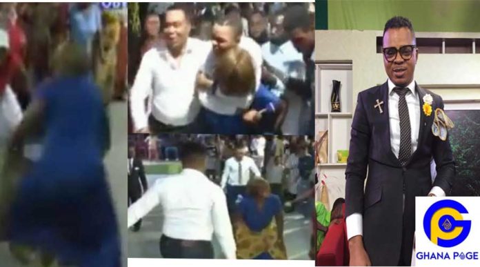 Woman twerks and carries Angel Obinim like a baby - GhPage