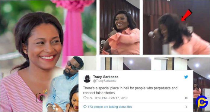 Tracy Sarkcess reacts to reports that she fell on stage - GhPage