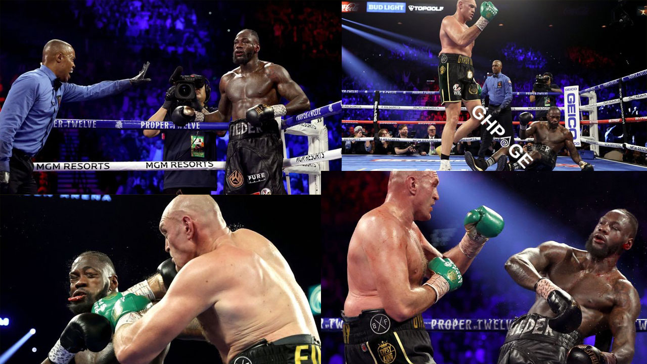 Tyson Fury knocks down Deontay Wilder twice; stops Wilder in round 7 to ...