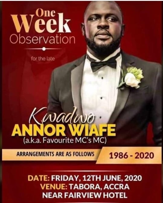 One week funeral arrangement of Kwadwo Wiafe released - GhPage