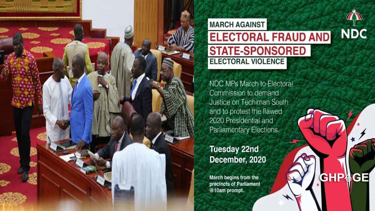 NDC MP’s march to EC headquarters to protest over election results