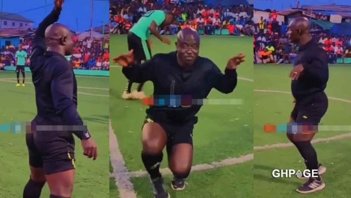 Referee ignores players on the pitch during a match to show dancing ...