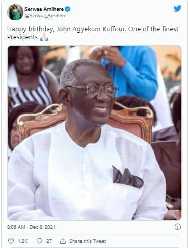 Serwaa Amihere eulogises Ex-President Kuffour as he celebrates his 83rd ...