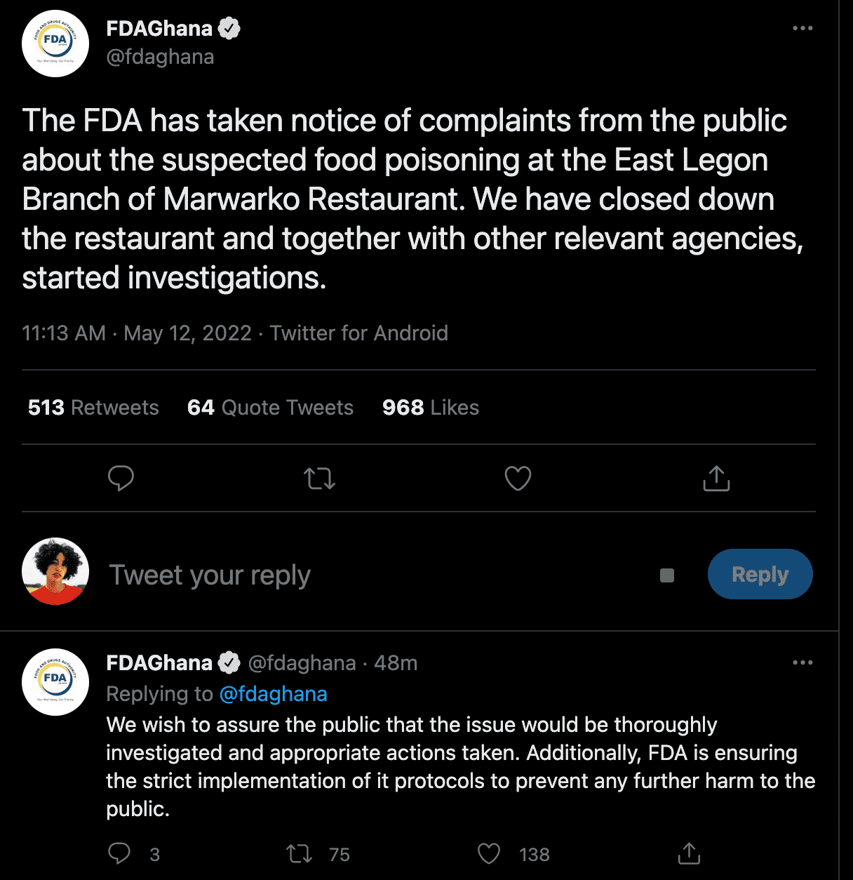 Breaking: Mawarko Restaurant shut down by FDA over food poisoning