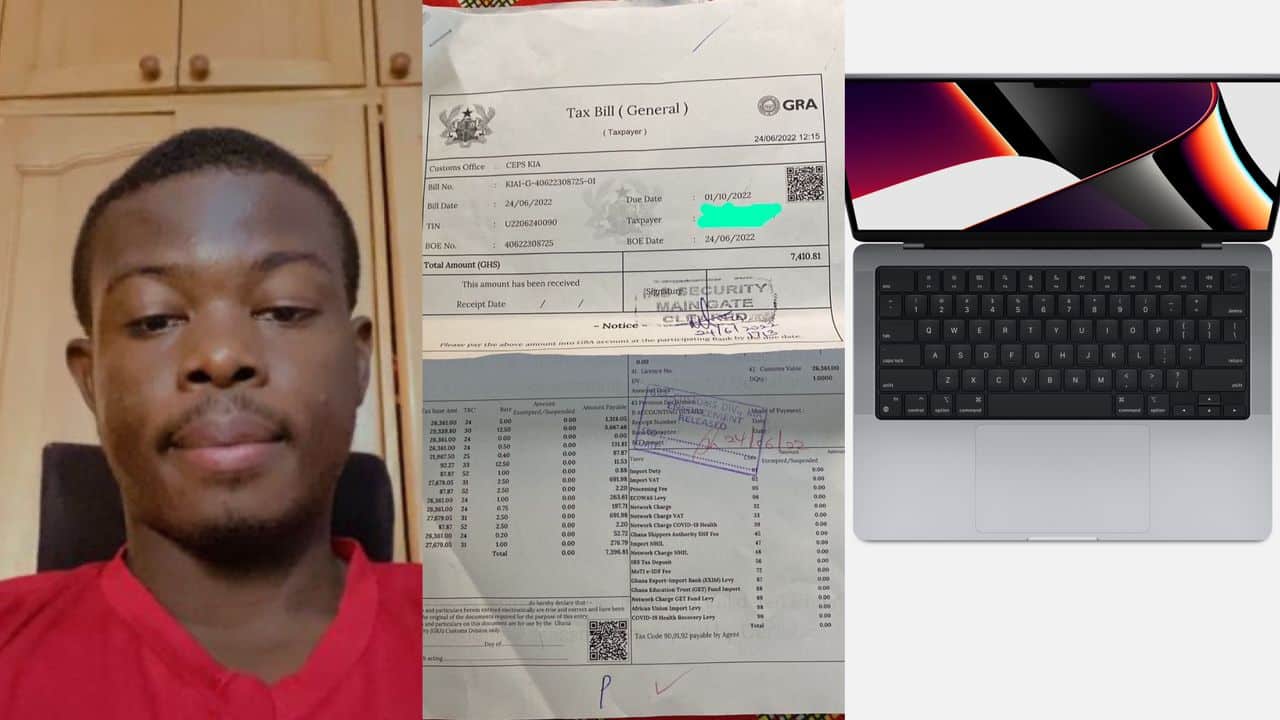 "GH¢7K" - Man shares high duty he paid for importing a MacBook Pro