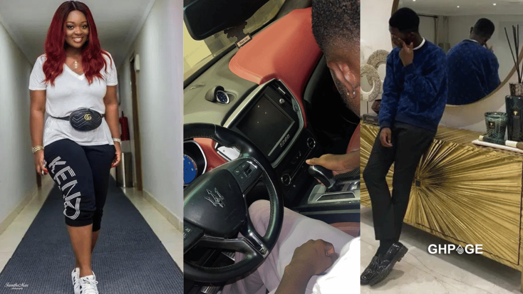Jackie Appiah’s son flaunts wealth as he shows off his Maserati