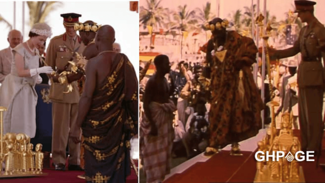 Video of Ghanaian chiefs giving away massive gold to Queen Elizabeth II ...