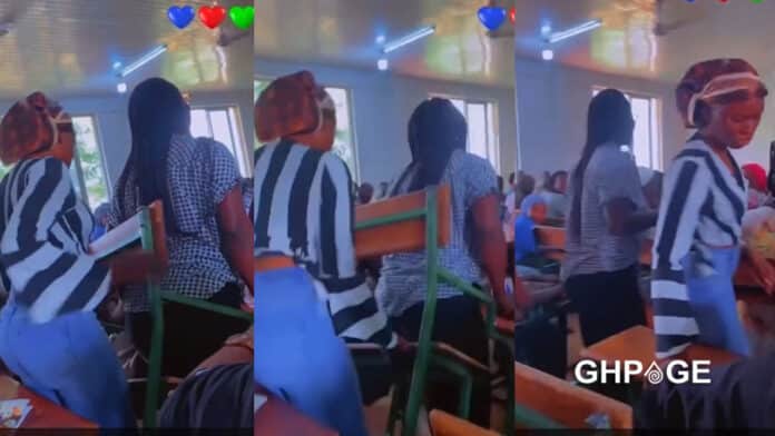 Female students of UDS fight over a chair in during lectures - GhPage