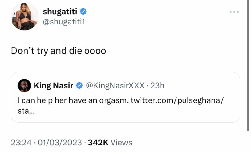 "I'm more than a pornstar, don't try and die" - Shugatiti dares King Nasir