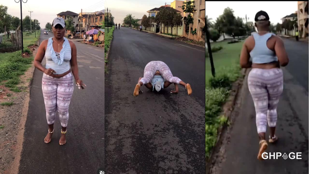 Abena Korkor goes jogging in a tight dress showing off her back goods ...