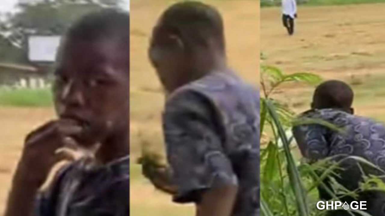 Hungry School Boy from a poor home eats green grass for breakfast - Sad ...