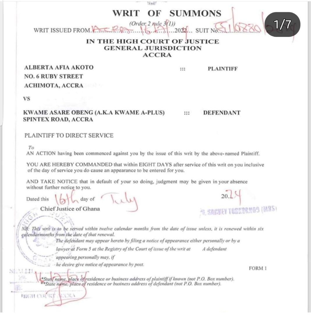 GHS 5 million: Afia Akoto sues A Plus over accusation of sending her ...