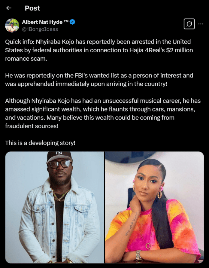 Nhyiraba Kojo allegedly arrested in the US - GhPage